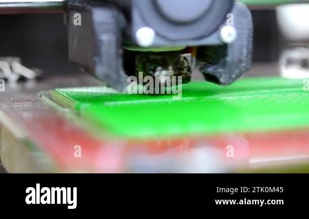 3D printer. 3D printing. Process operation working of 3D printer close ...