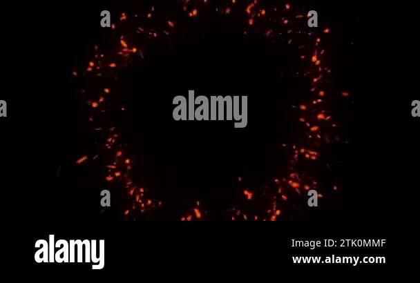 Explosion of fire particles, burning sparks scatter in a circle, Flame Shockwave effect ...