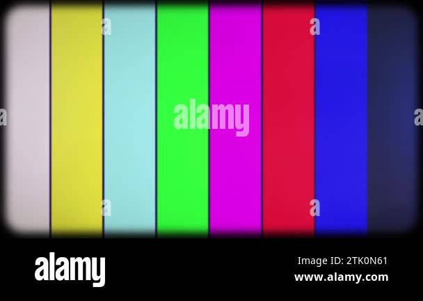 SMPTE color bars with VHS effect. Effect retro TV with kinescope. Old ...