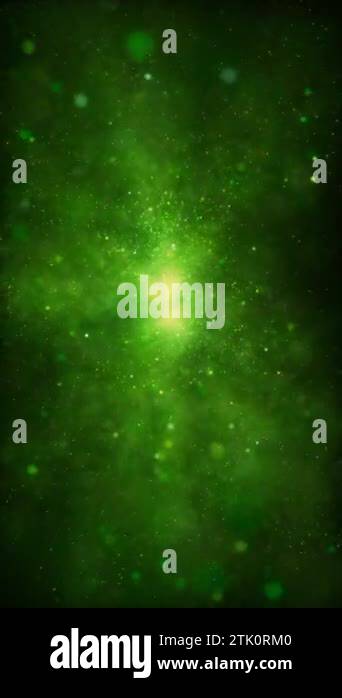 Abstract Ambient Vj Loop Background Of Swirling Luminous Green Particles Vertical Concept 3d