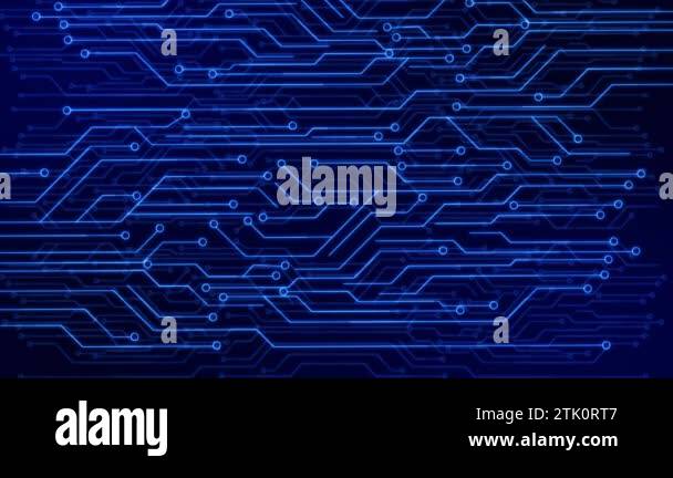 4k 3d Circuit Board with moving electrons Data Flow Loop Background Animation. Artificial ...