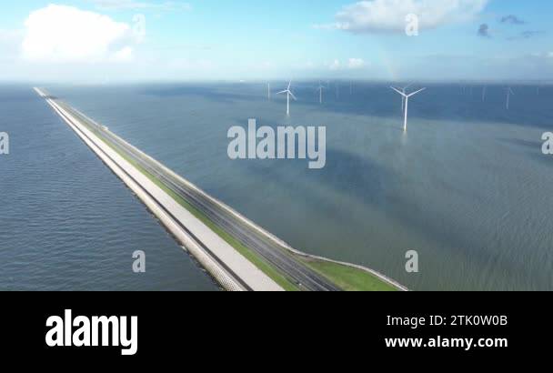 The Afsluitdijk flood defense system in the Netherlands between North ...