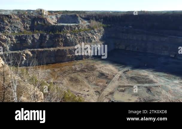 Mining quarry. Mining Gravel open pit on sunny day. Granite quarry ...