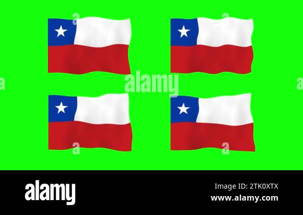 Chile Waving Flag 2D Animation on Green Screen Background. Looping ...