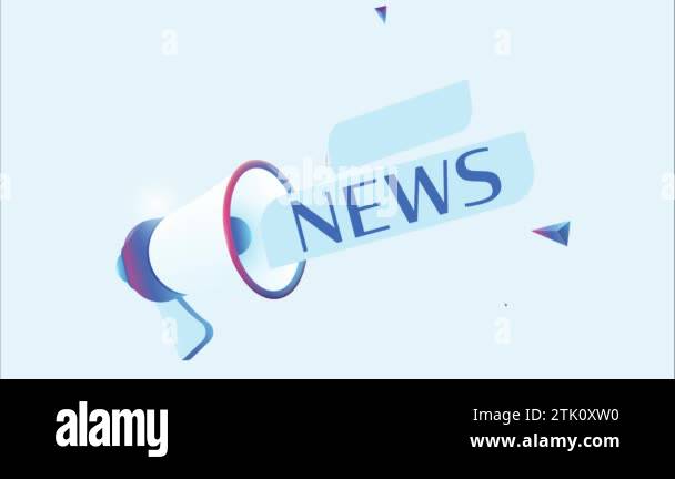 Latest news text with 3d realistic megaphone animation. Megaphone sign ...