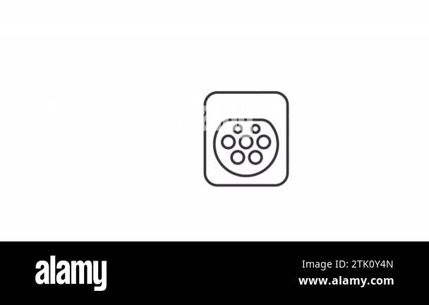Animated connectors linear icon. EV charging equipment. Fast charger ...