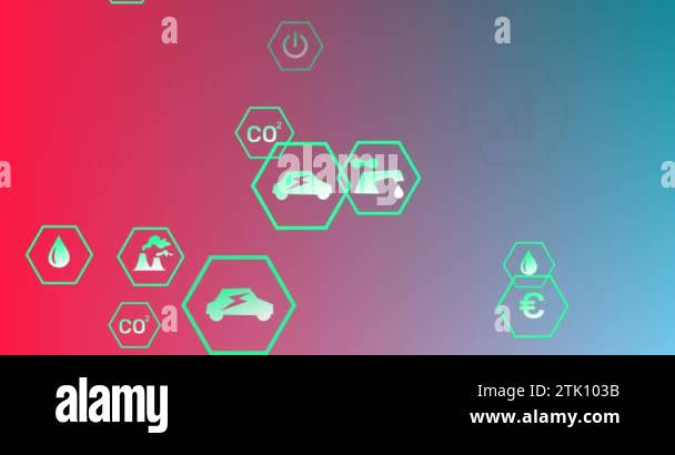 Animation of ecology green icons with currency sign and graphs in ...