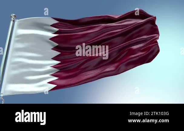 4k render Qatar Flag video waving in wind. Qatar Flag Wave Loop waving ...