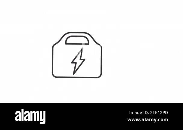 Animated recharger linear icon. Portable charger. Electrical energy ...