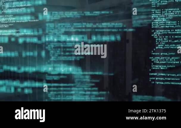 Animation Of Computer Language Against Server Room In Background Digital Composite Multiple