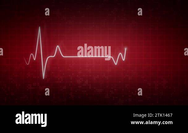 Display on monitor pulse line. Medical screen with animated looped red ...