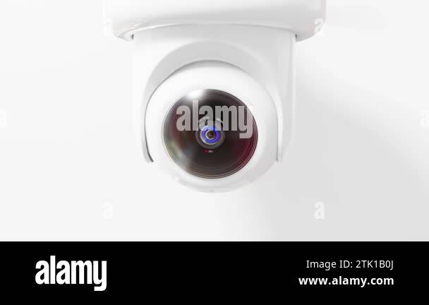 CCTV camera security installed on wall of the white room. Scan the area ...