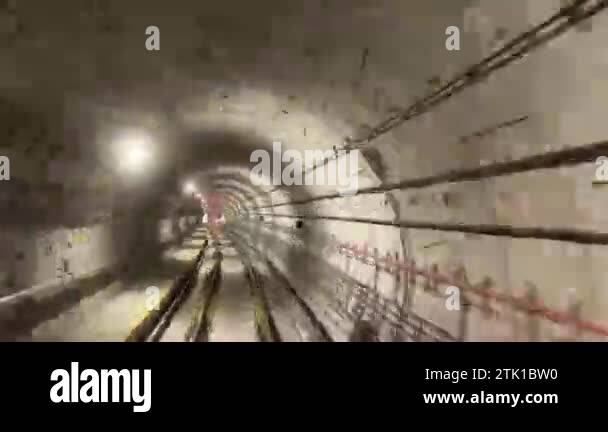 Fast speed subway train moving forward looping. Singapore subway mrt ...