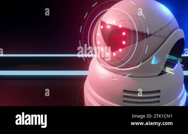 Futuristic security CCTV camera with Motion sensor. Scan the area for ...