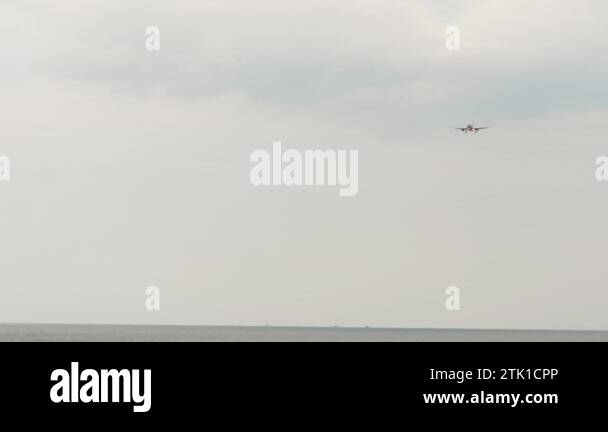 Jet aircraft with unrecognizable livery approaching to land over the ...