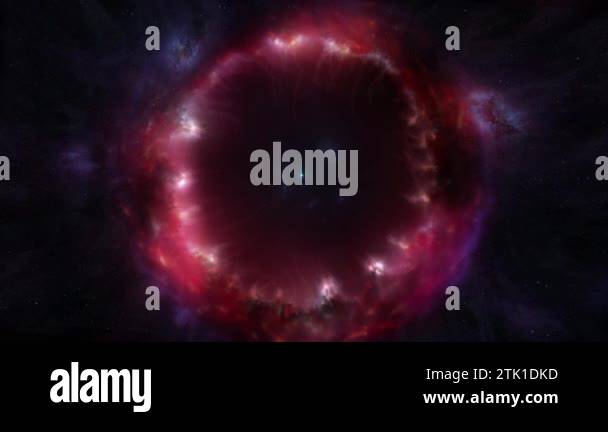Artistic impression of a white dwarf star in a circular red cloud ...