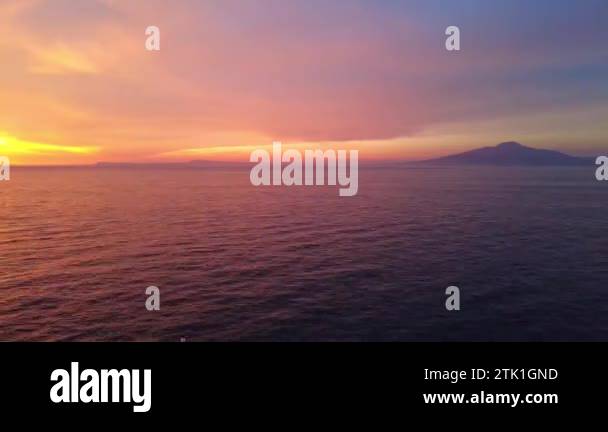 Naples, Italy, Vesuvios mountain. Sunset colors reflecting on the ...