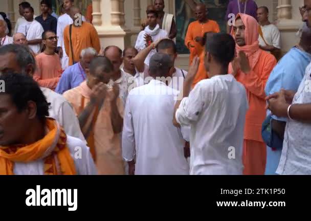 VRINDAVAN, INDIA September 01, 2022 : Devotee playing Kirtan chants in ...