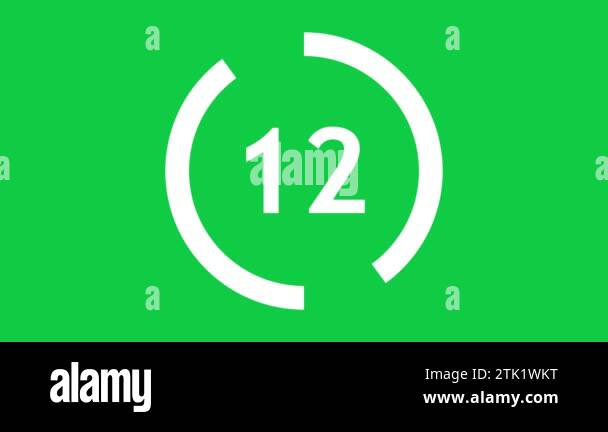 15 Seconds Timer Animation With Split Elapsed Circle Effect In Green