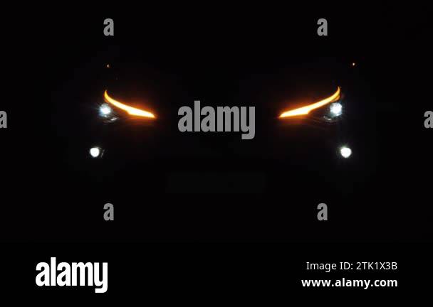 Car flashing light with blinking indicator. Details of switched on led ...