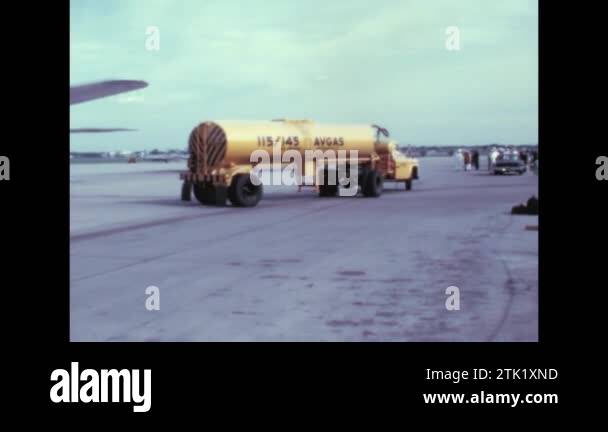 Fuel tanker truck used to refuel aircraft at a military airport ...