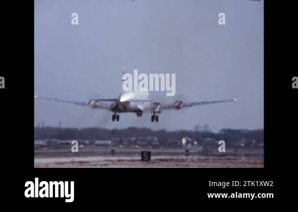 Large propeller transport aircraft taking off. Archive video of Cold ...