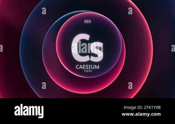 Caesium as Element 55 of the Periodic Table. Concept animation on ...