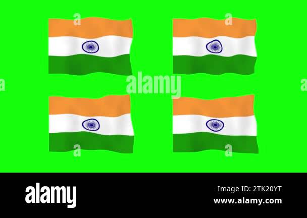 India Waving Flag 2D Animation on Green Screen Background. Looping ...
