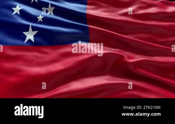 4k render Samoa Flag video waving in wind. Samoa Flag Wave Loop waving ...