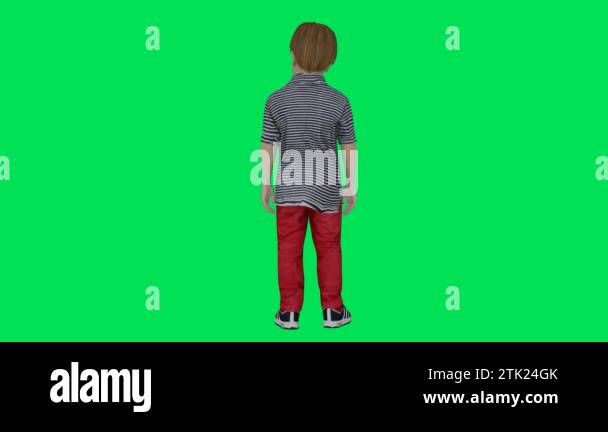 3d render green screen chroma key animation isolated Boy in ...