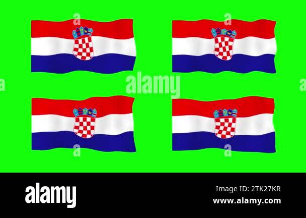 Croatia Waving Flag 2D Animation on Green Screen Background. Looping ...