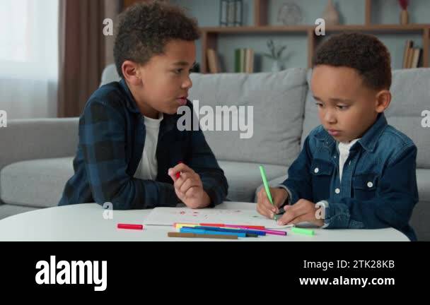 Kids preschool two children drawing Stock Videos & Footage - HD and 4K ...