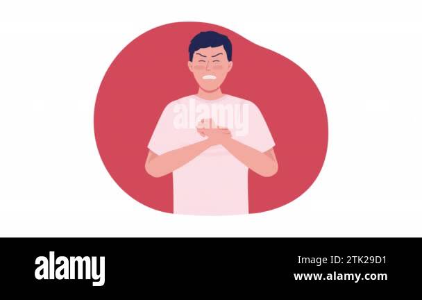Animated man in fury. Looped flat 2D character HD video footage. Angry ...