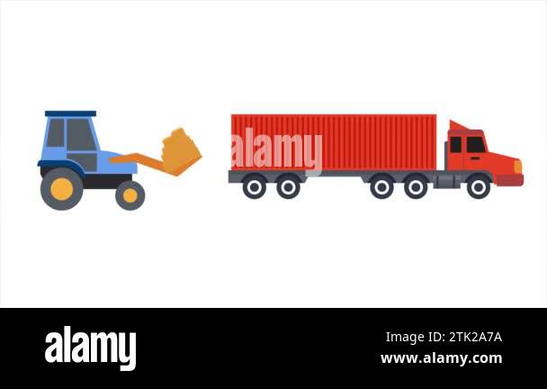 Forklift Loader Load Boxes into a Truck Animation for Delivery Service ...