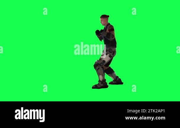 Animated military soldier fighting and punching on green screen 3D ...