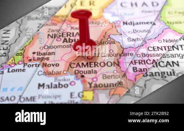 A Elegant Slide Animation of Push Pin Pointing Geographic Area Cameroon ...