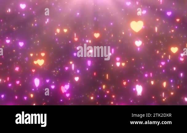 Gorgeous Falling Neon Glowing Red and Pink Hearts Spinning Slowly - 4K ...