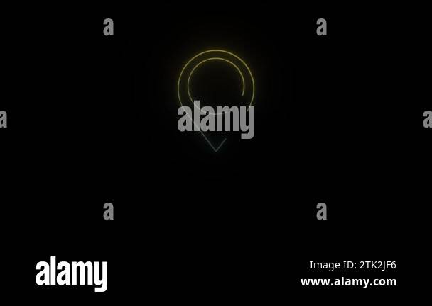 Glowing neon location icon on black background. marking the location on ...