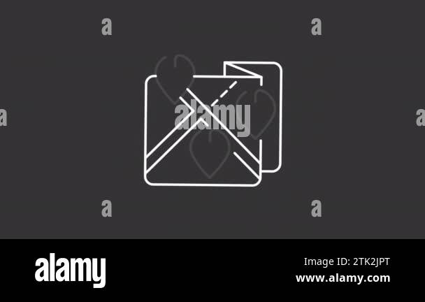 Animated charge map white line icon. Public locations. Fast charger ...