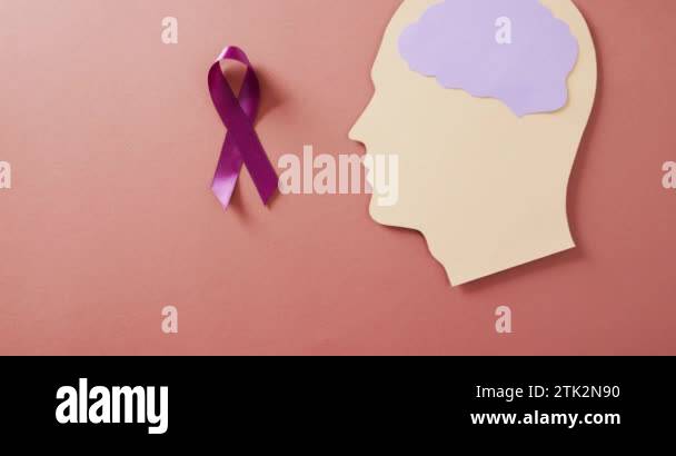 Video of purple add or adhd awareness ribbon and head with purple brain ...