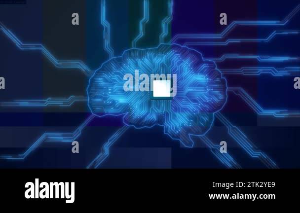 High Tech Artificial Intelligence Concept of electric brain brainstorm ...