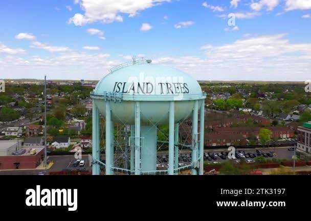 This is an aerial view of a water tower in Levittown, NY. Water tower ...