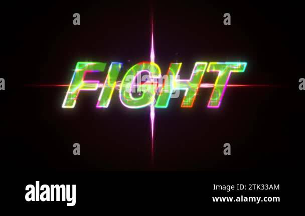 Animation of fight text over glowing cross on black background. Global ...