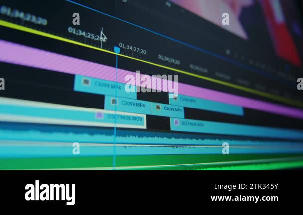 Close up of Video editing on a computer. Monitor the computer and capture the work of the ...