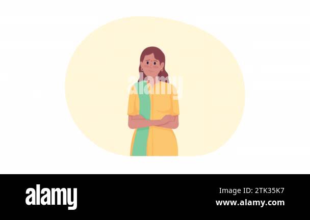 Animated hesitated woman. Looped 2D cartoon flat characters on white ...