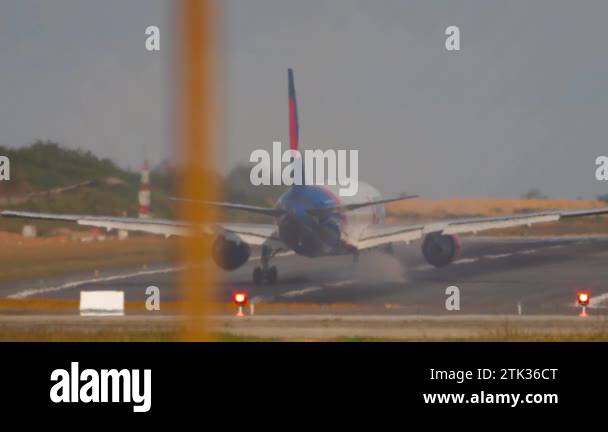 PHUKET, THAILAND - FEBRUARY 4, 2023: Boeing 767 of Azur Air burning ...