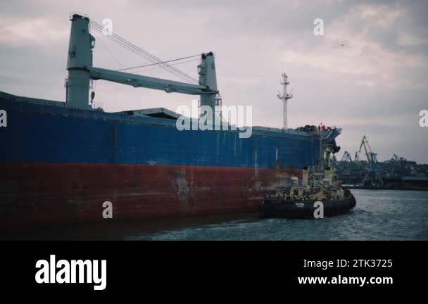 Tugboat pushing tanker tug boat ship container Stock Videos & Footage ...