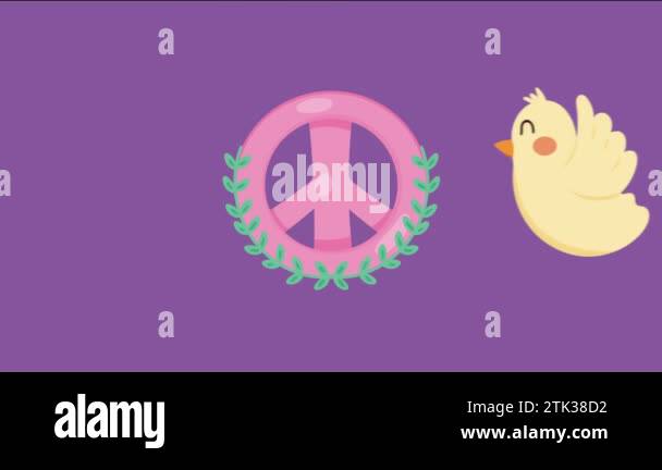 world peace symbol with doves animation 4k video animated Stock Video ...