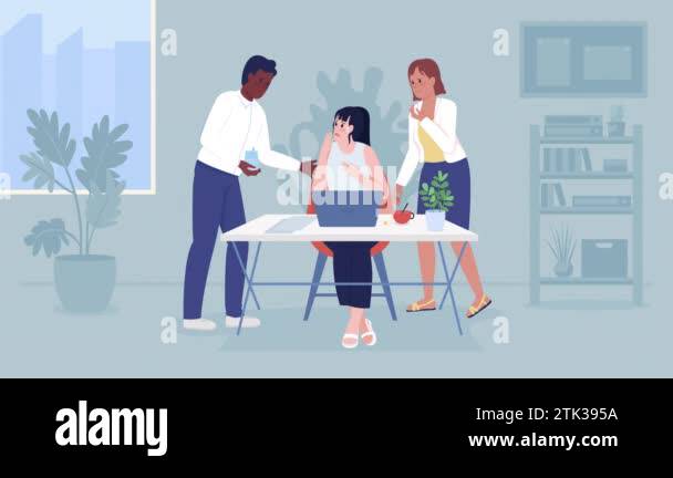 Animated work stress illustration. Panic attack at office. Employee ...