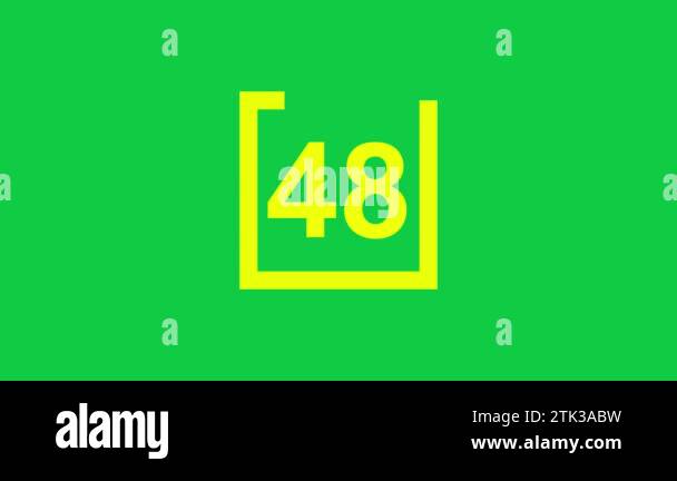 1 Minute Timer Animation With Elapsed Narrow Yellow Square In Green Screen Background Stock